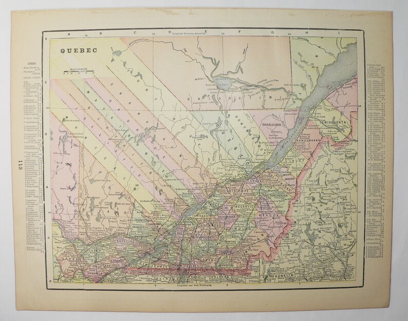 1900 Ontario and Quebec Canada Map, Original Antique Map Eastern Canada ...