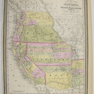 Rare 1855 United States Map by Mitchell, California, New Mexico, Utah ...