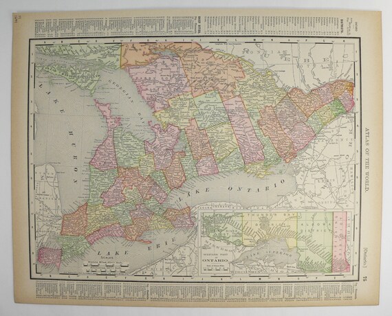 Antique 1899 Ontario Canada Map Quebec Map Ontario Gift for - Etsy