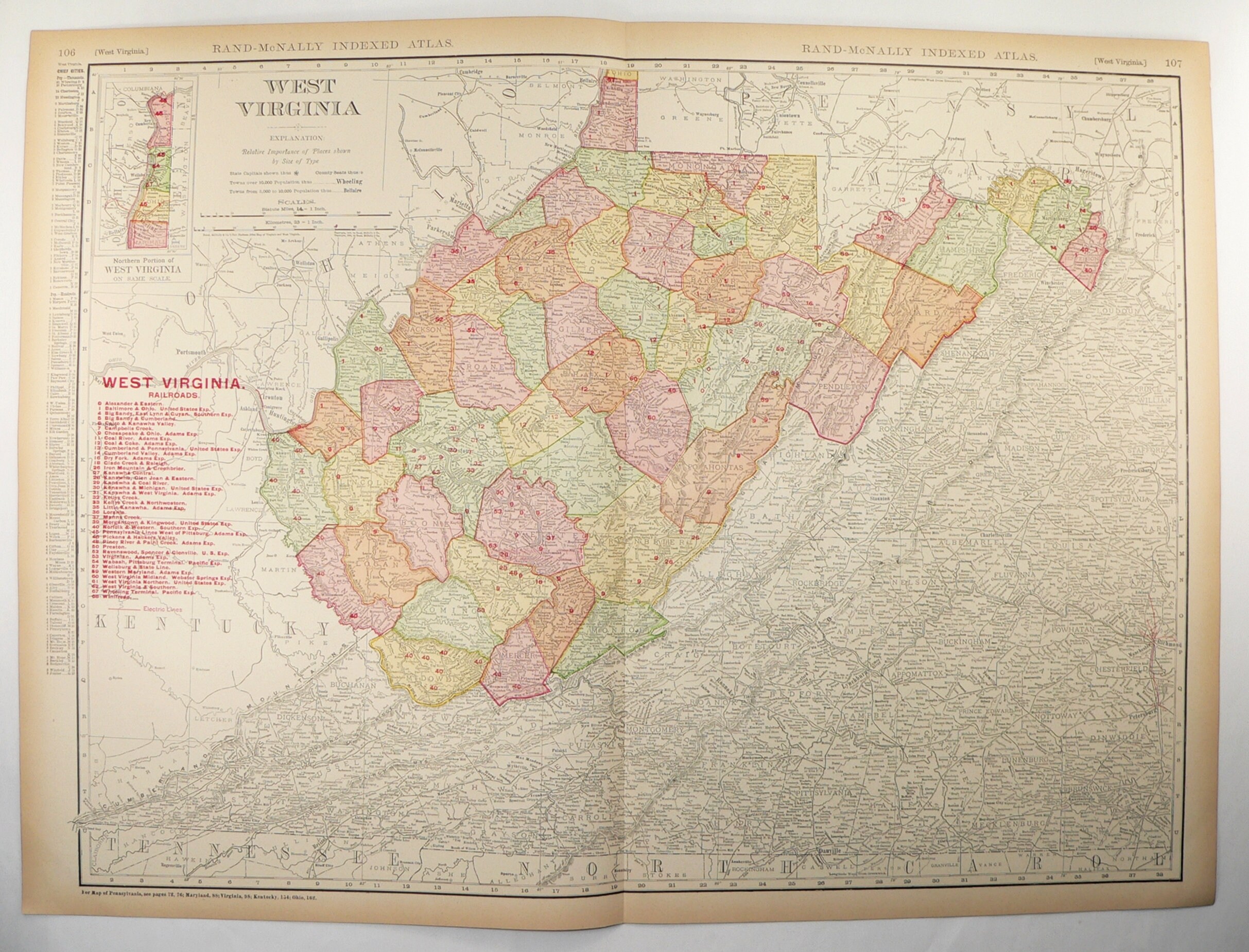 Large Vintage Map West Virginia 1908 Antique West Virginia Map, Gift ...