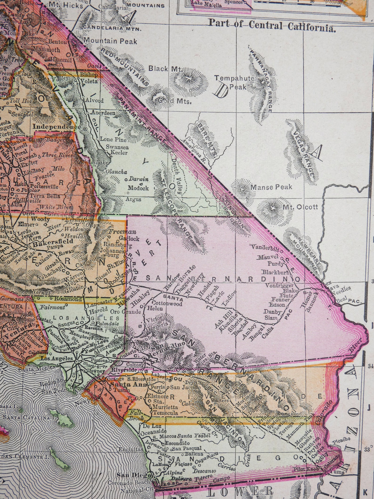 Antique Map of California and San Francisco 1899 Vintage California Map ...