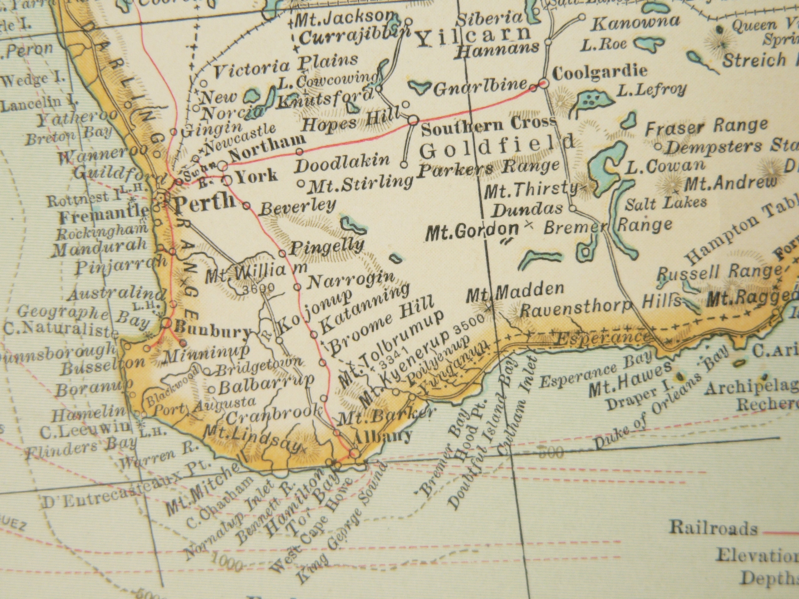 1899 Century Australia Map With Tasmania, Real Vintage Map of Australia ...
