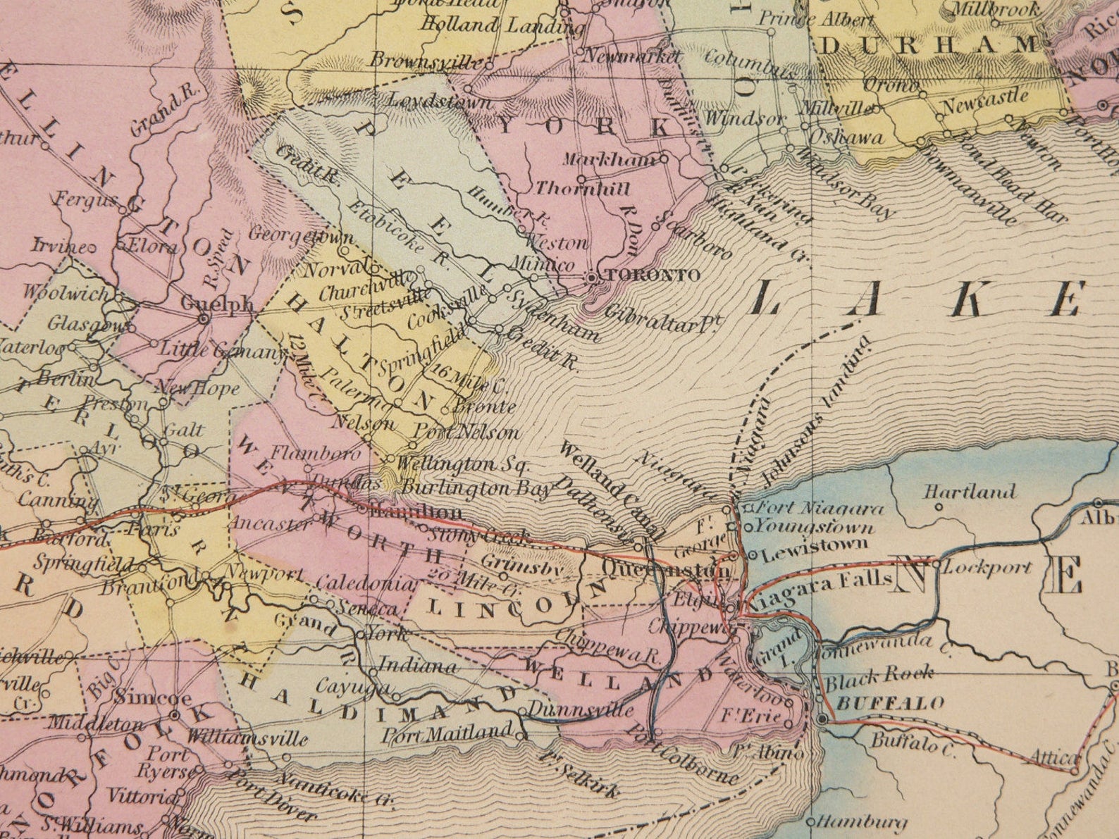 1852 Ontario Canada Map Handcolored Map Ontario Canada 1852 - Etsy