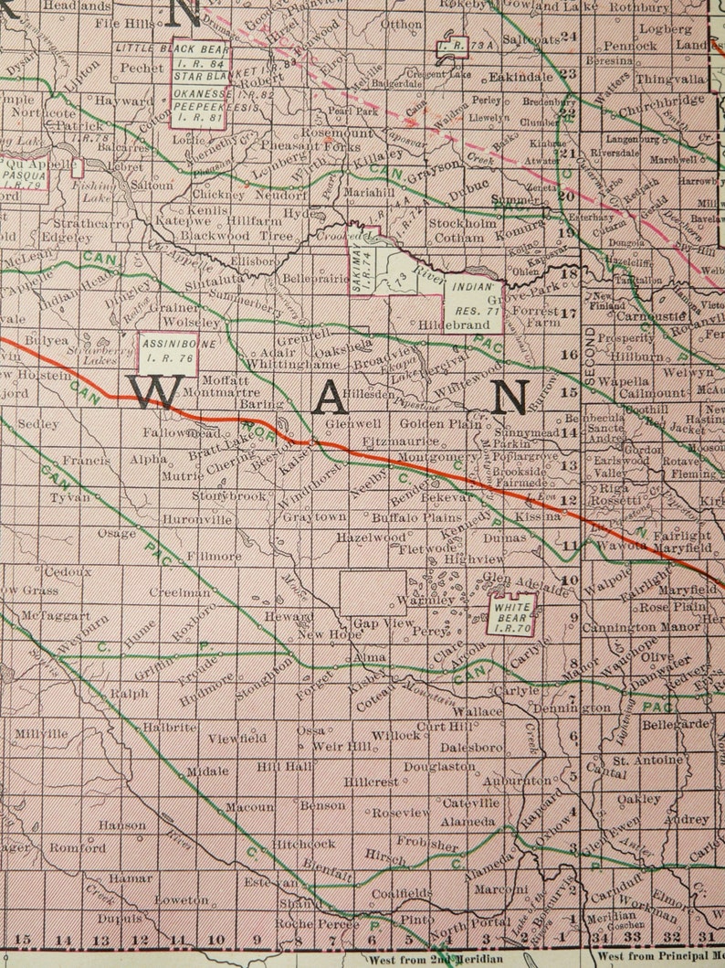 Vintage 1908 Map of Saskatchewan Canada Original Antique Map | Etsy