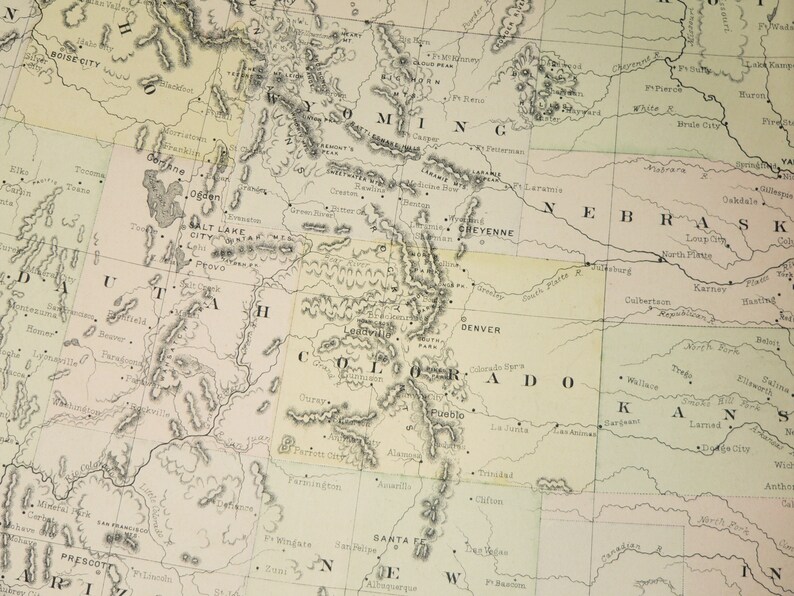 1889 United States Map Bradley Map of United States Large - Etsy