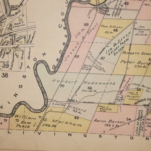 Large Town of Rush NY Antique 1902 Map of Rush New York, Rochester NY ...
