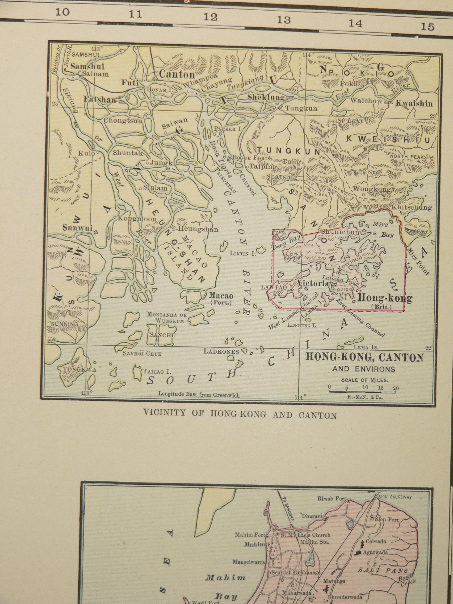 1912 Vintage India Map, Calcutta Bombay, Singapore Peking China ...
