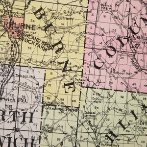 1912 Large Chenango County NY Map, New York County, Original Antique ...