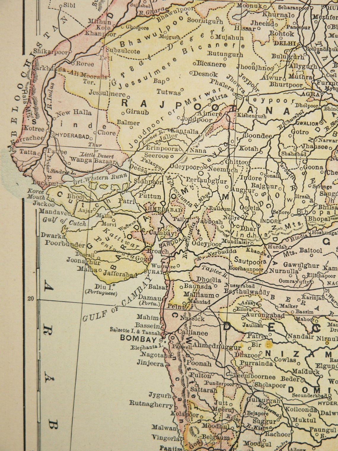 Mapa antiguo de la India 1896 Mapa vintage de la India Sri - Etsy México