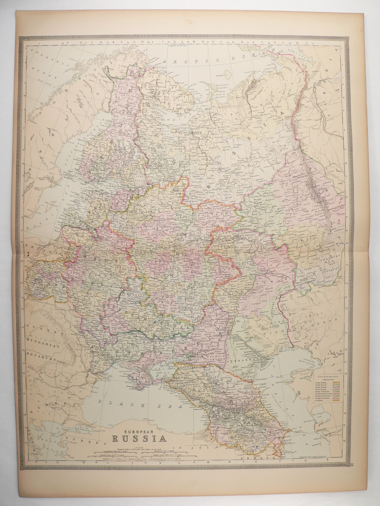 Large Vintage Map of Russia, Poland and Ukraine 1889 Bradley Russia Map ...