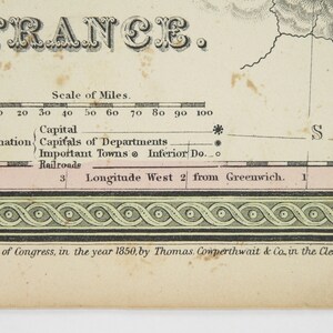 1854 Mitchell Map of France, Original Antique Map, Vintage French Decor ...