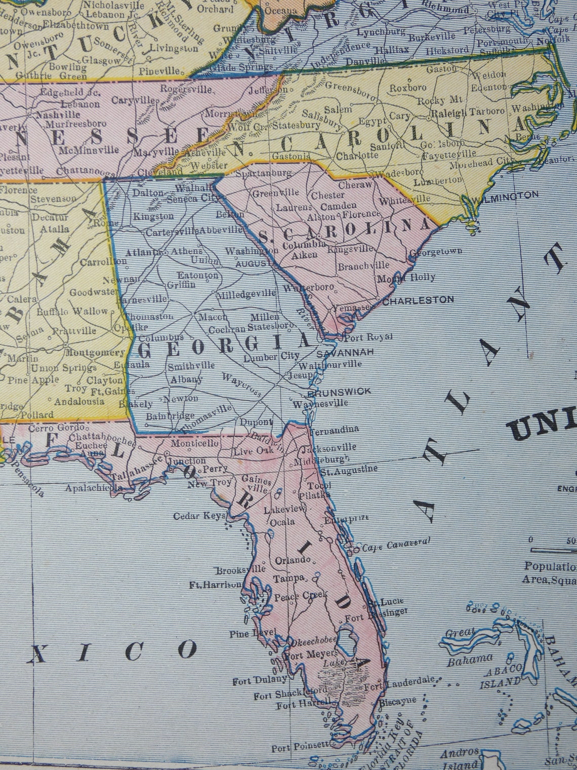 Antique United States Map 1884 Cram Map of the United States,color Map ...