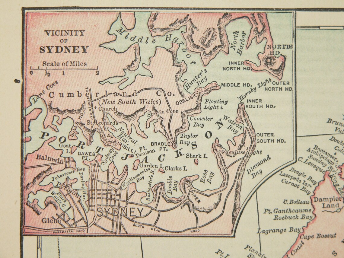 Vintage Australia Map 1896 Real Antique Map of Australia, 1st ...