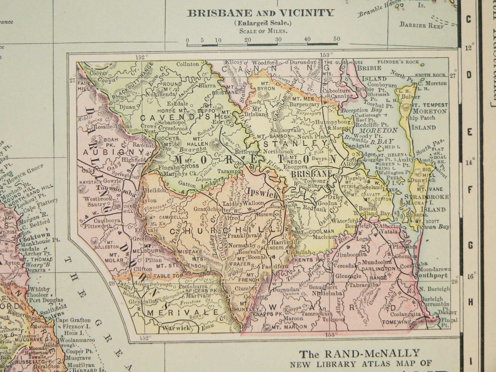 1912 Rand Mcnally Queensland and South Australia Map | Etsy