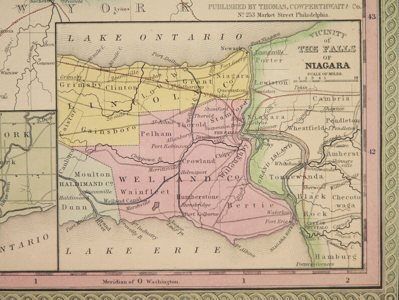 1852 Ontario Canada Map Handcolored Map Ontario Canada 1852 - Etsy