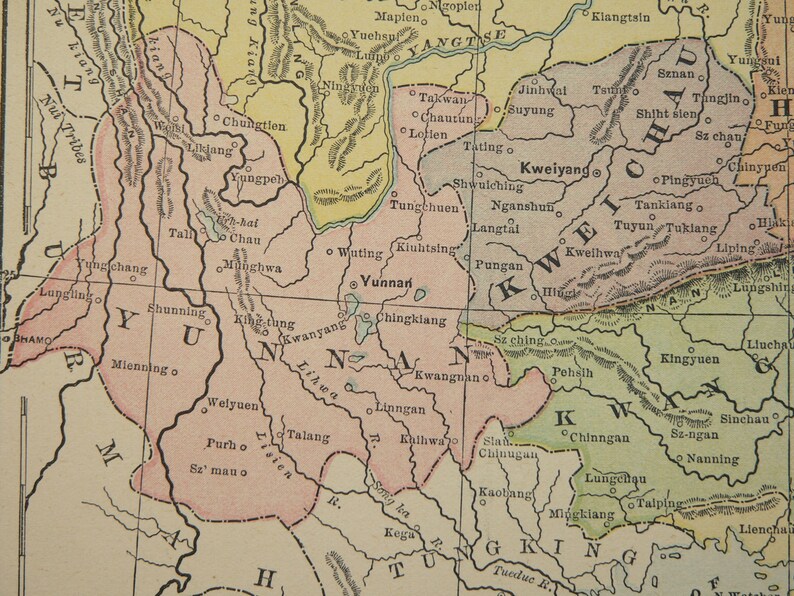 Antique China Map 1896 Original Vintage Map of China Formosa | Etsy