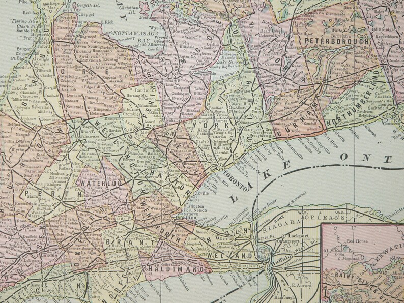 Vintage Quebec Map Ontario Canada Map 1899 Antique Map Quebec - Etsy