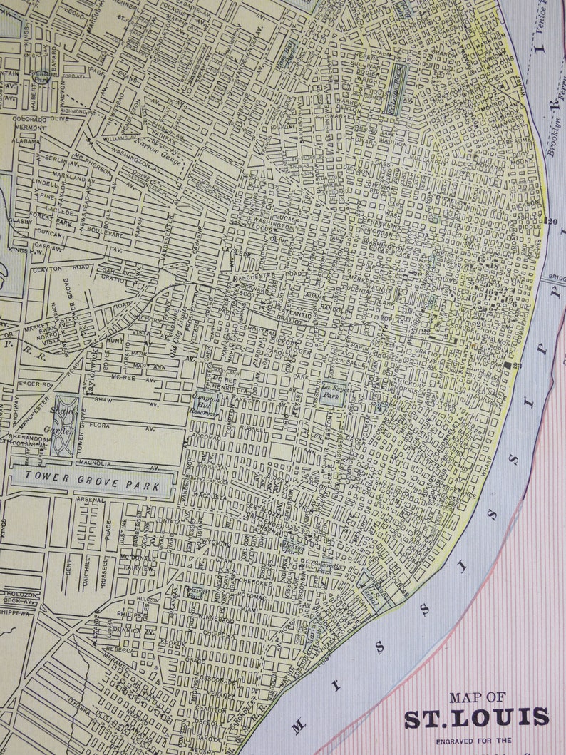 1889 Antique Map of Chicago and St Louis MO Original Vintage - Etsy
