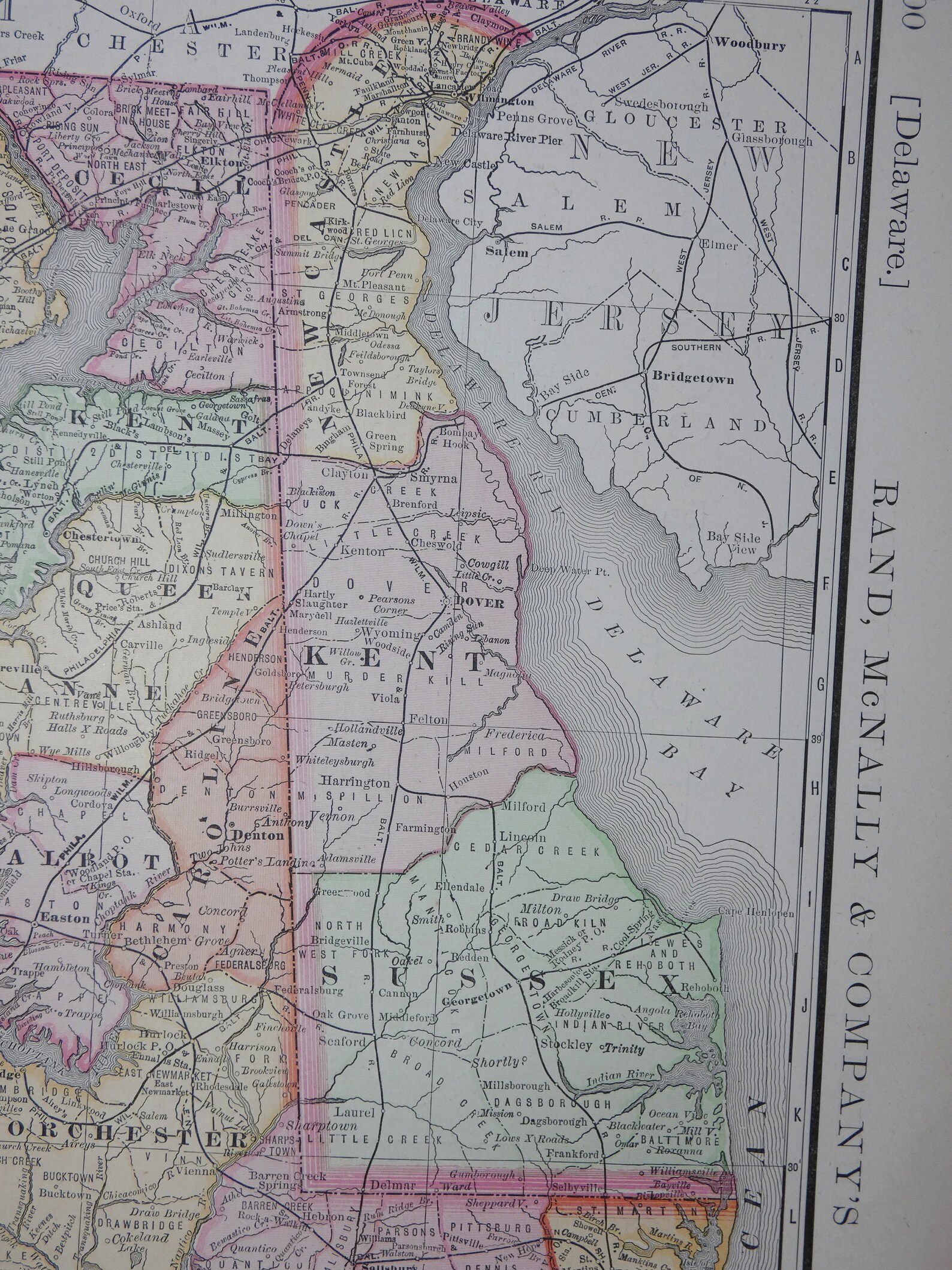 1892 Maryland and Delaware Map With Washington DC Map, Rand Mcnally ...