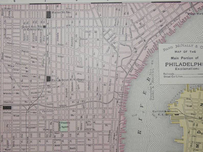 1899 Vintage Map Philadelphia City Street Map Pennsylvania - Etsy