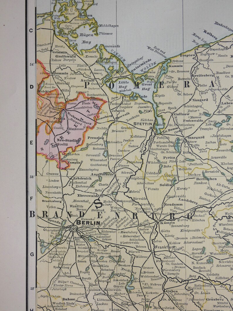 1892 Large Eastern Germany Map Original Vintage Map of - Etsy