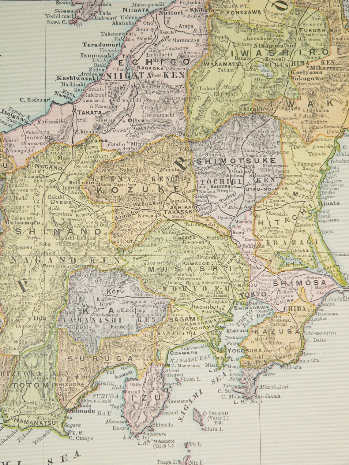 1912 Very Large Map of Japan Vintage Japan Map Taiwan Map - Etsy