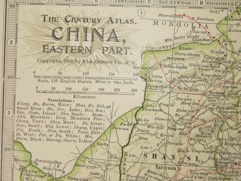 1899 Vintage Map of China Eastern China Century Map - Etsy