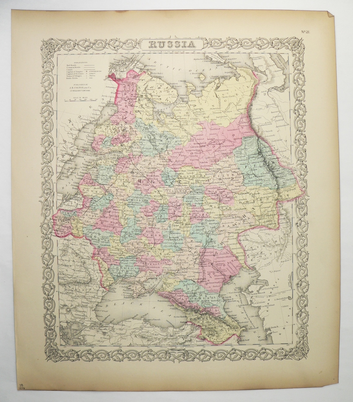 Antique Russia Map Poland Ukraine Map 1856 Colton Map, Russia Wedding ...