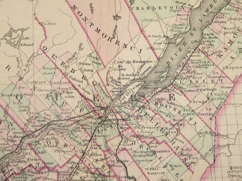 1881 Colton Map of Canada, Quebec, New Brunswick, Manitoba - Etsy