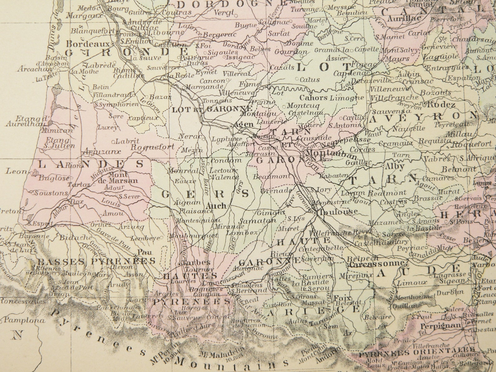 1886 Antique France Map 1886 Bradley Atlas Map of France, Vintage ...