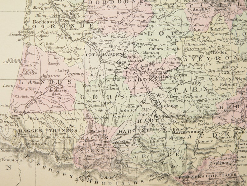 1886 Antique France Map 1886 Bradley Atlas Map of France - Etsy