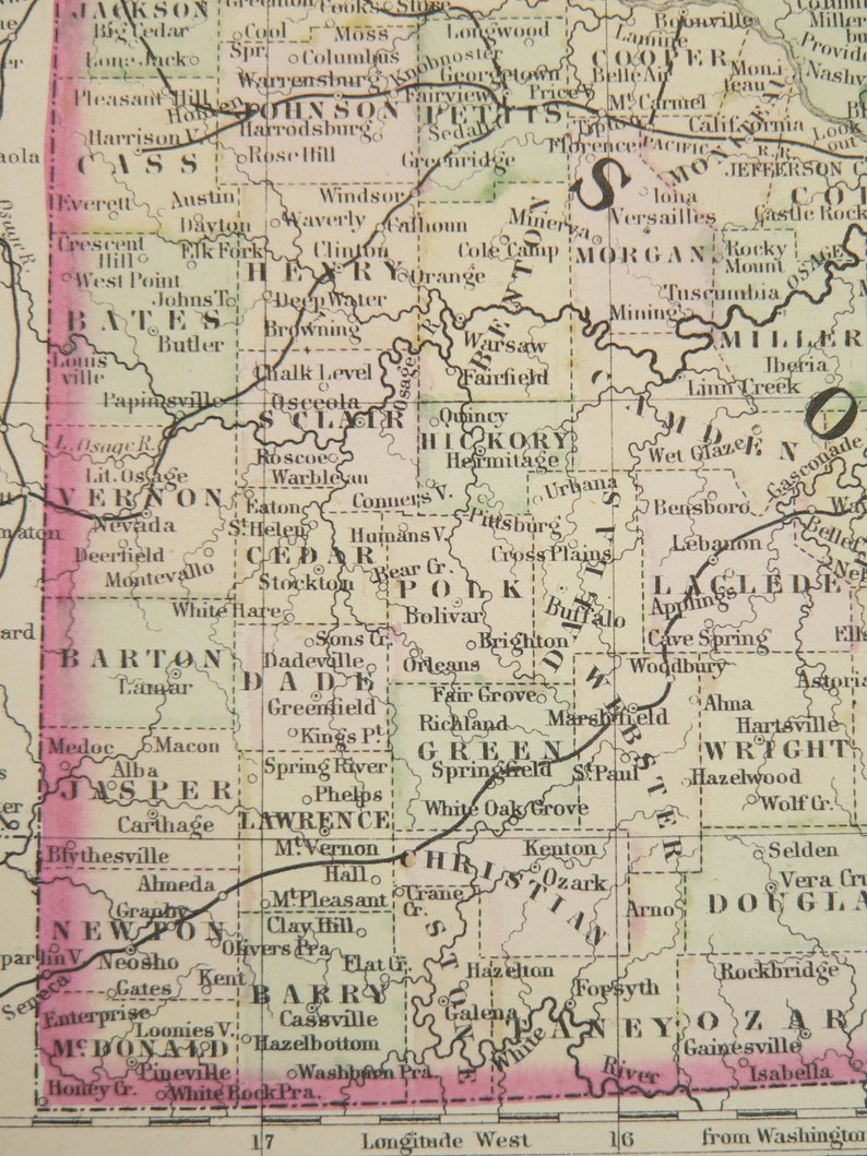 Old Map of Missouri Iowa Map 1872 Mitchell Missouri Map Iowa, Antique ...