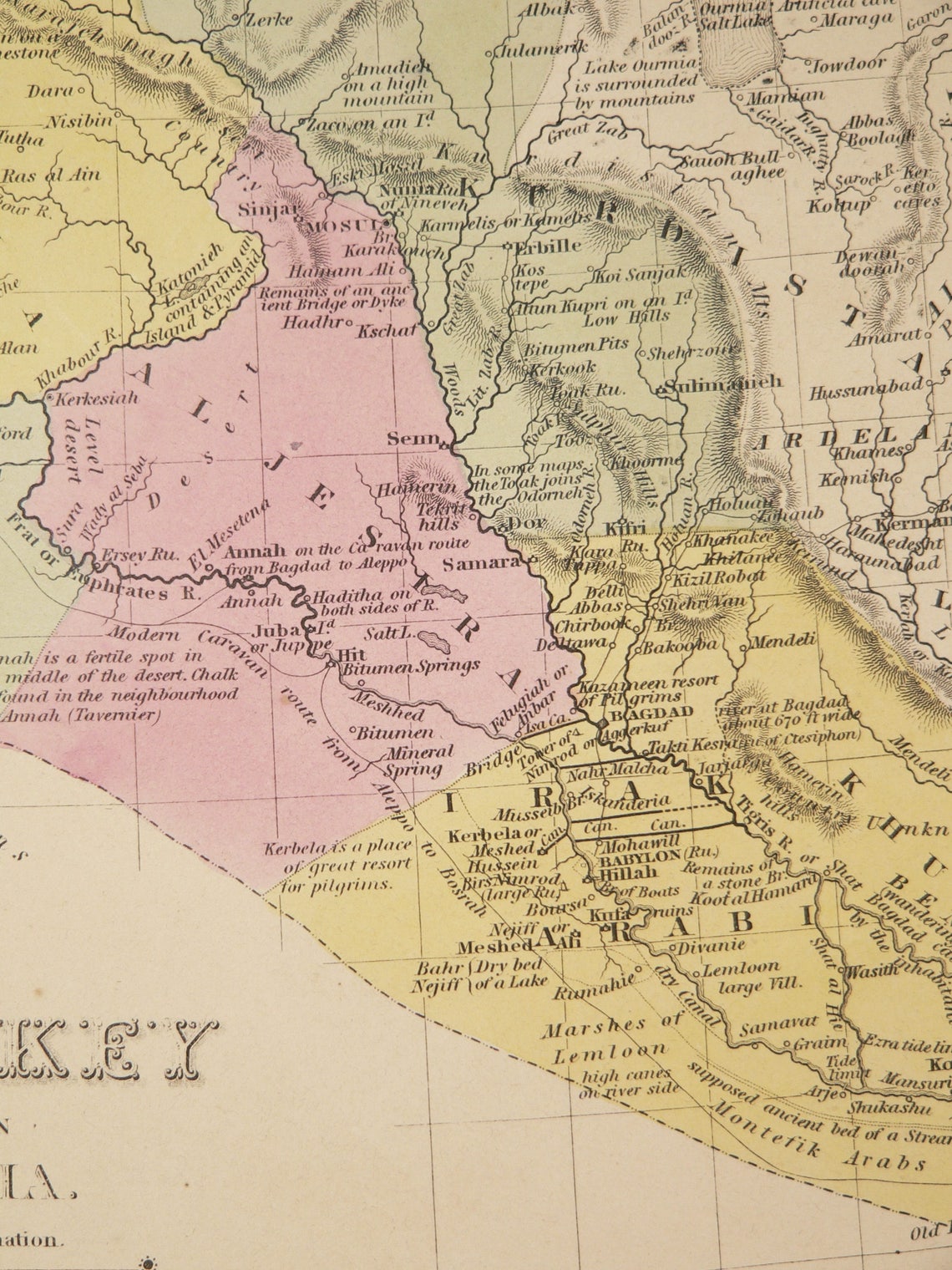1852 Middle East Map 1852 Mitchell Map Turkey in Asia Map | Etsy