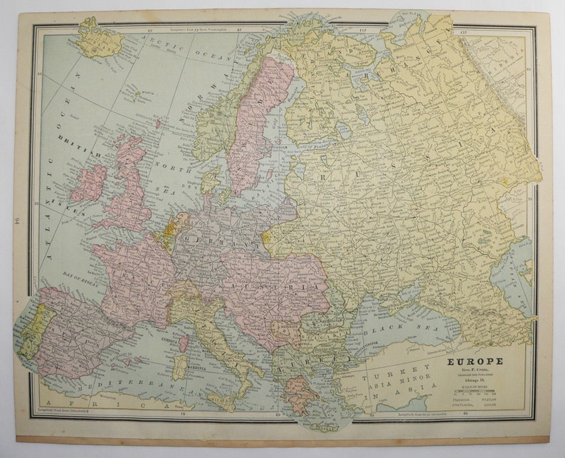 1887 South America Map Cuba Bahamas Europe Original | Etsy
