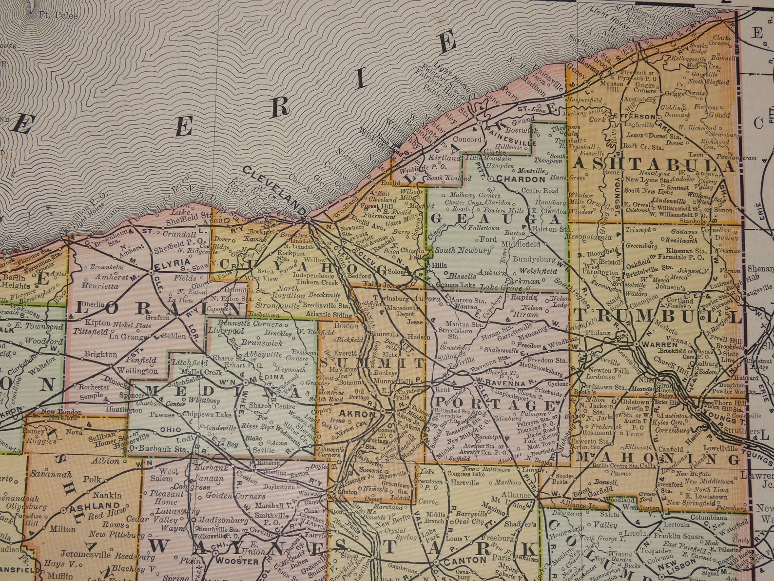 Large Vintage Ohio Map 1892 Antique Map of Ohio Gift for | Etsy