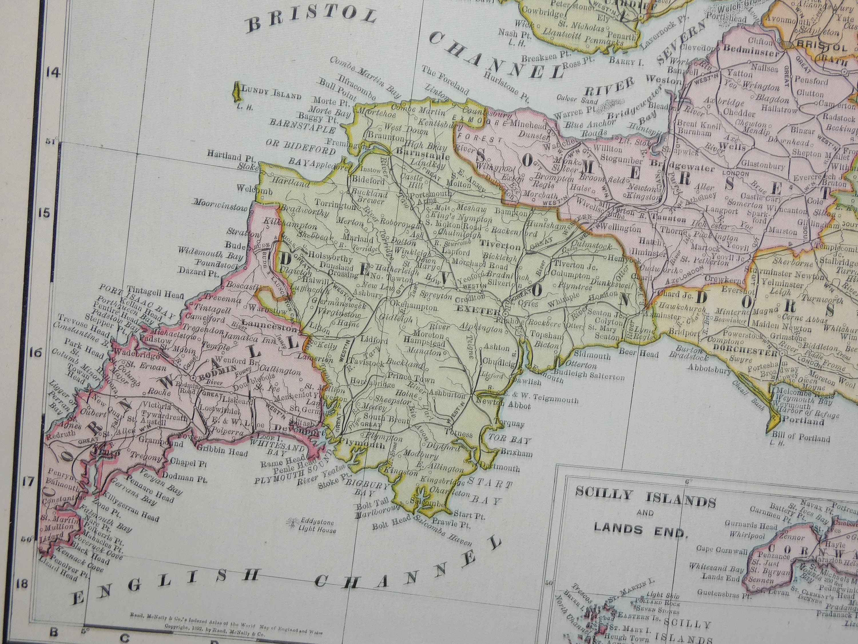 Large Map of England 1892 Original Vintage Map, United Kingdom, Great ...