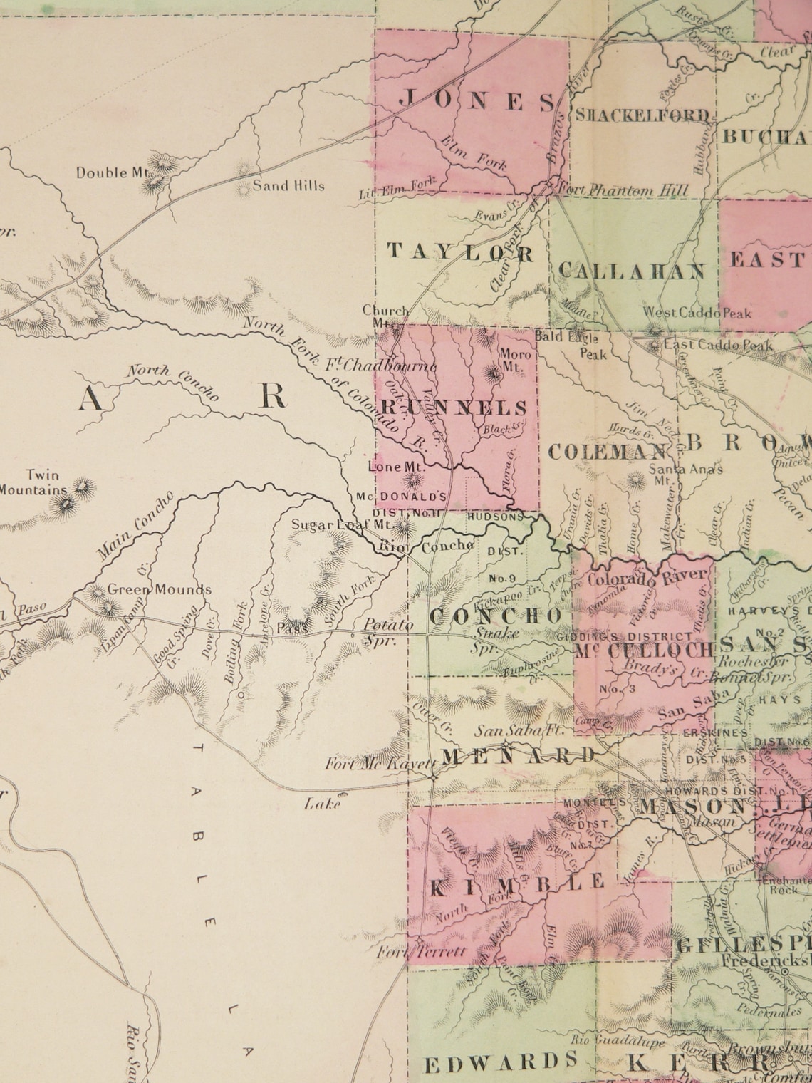 1864 Large Map of Texas Original Antique Texas Map by Johnson | Etsy