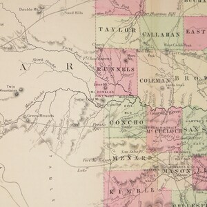 1864 Large Map of Texas, Original Antique Texas Map by Johnson and Ward ...