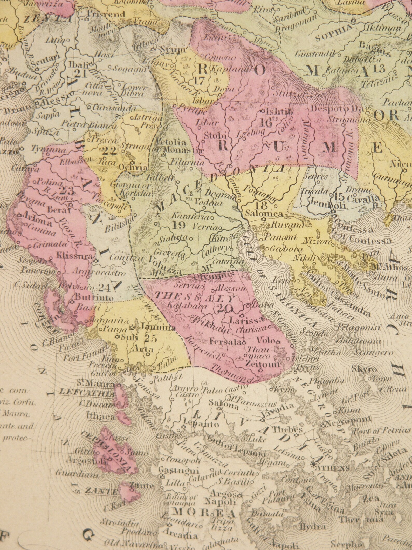 Antique Turkey Map 1852 Mitchell Map of Turkey, Handcolored Map, Turkey ...