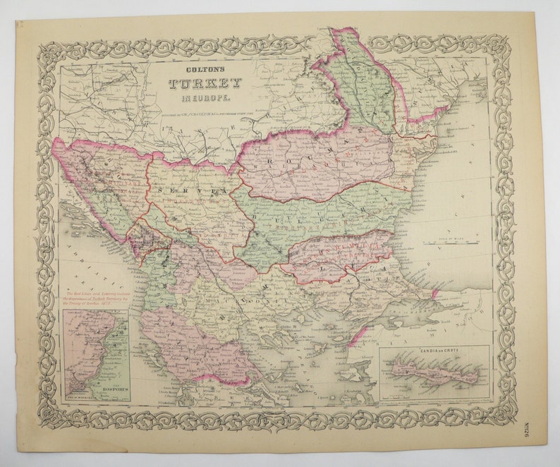 Antique Map Turkey in Europe Map Balkan Peninsula Map 1881 - Etsy
