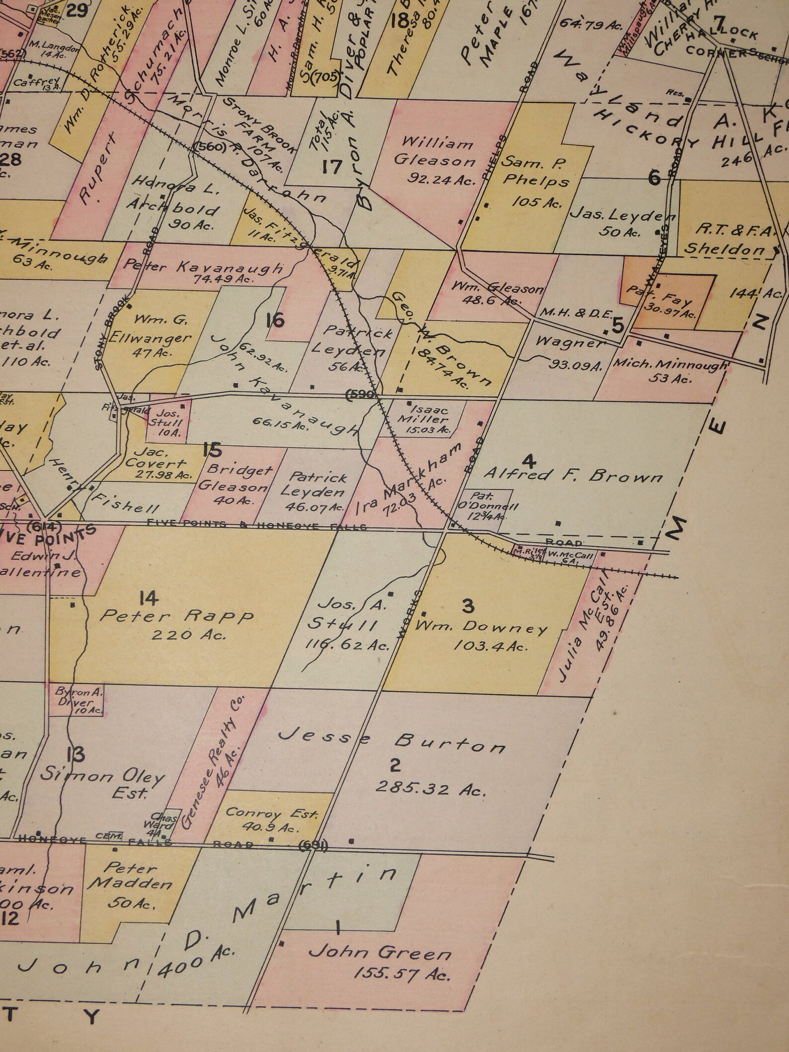 Large Town of Rush NY Antique 1902 Map of Rush New York, Rochester NY ...