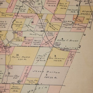 Large Town of Rush NY Antique 1902 Map of Rush New York, Rochester NY ...