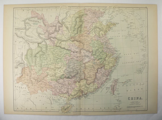 Large Antique Map of China Original Vintage China Map with - Etsy Italia
