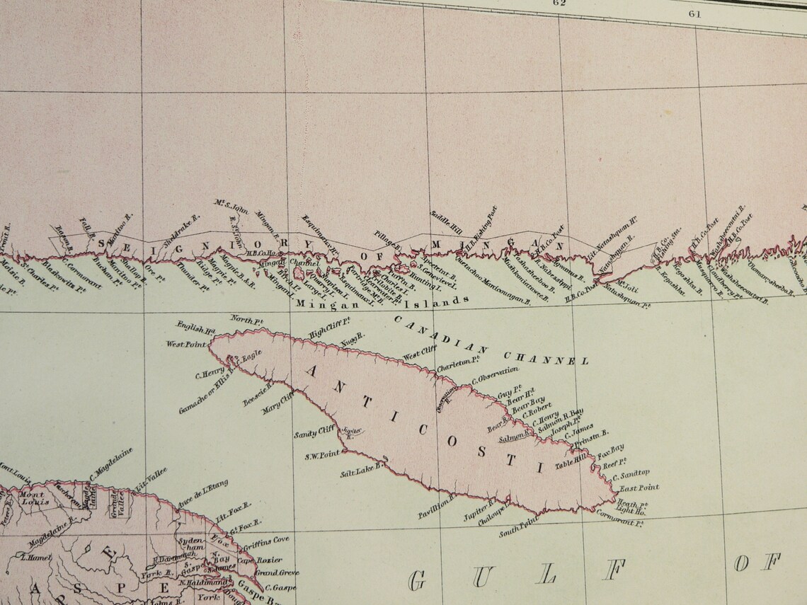 Maritime Canada Map 1873 Large Vintage Map Eastern Canada, New ...