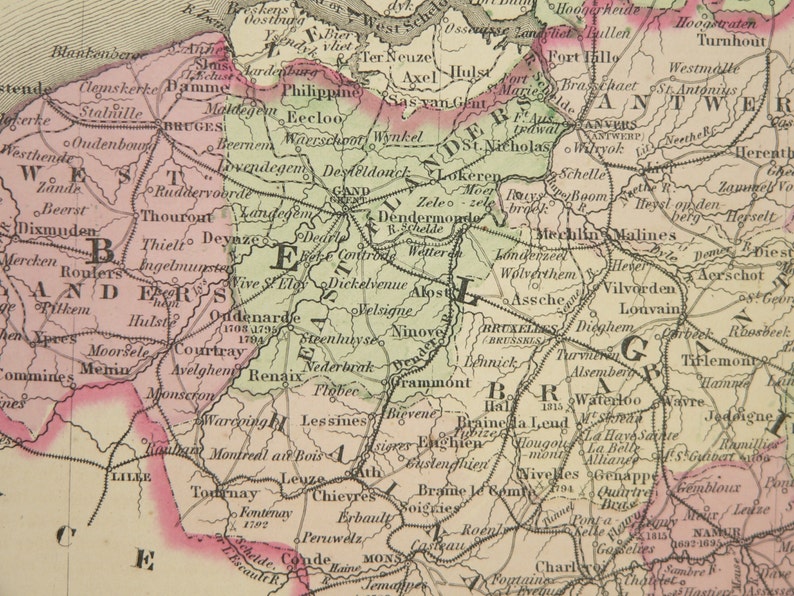 1800s Belgium Map Holland, Vintage Decor Art Map, Wedding Gift for ...