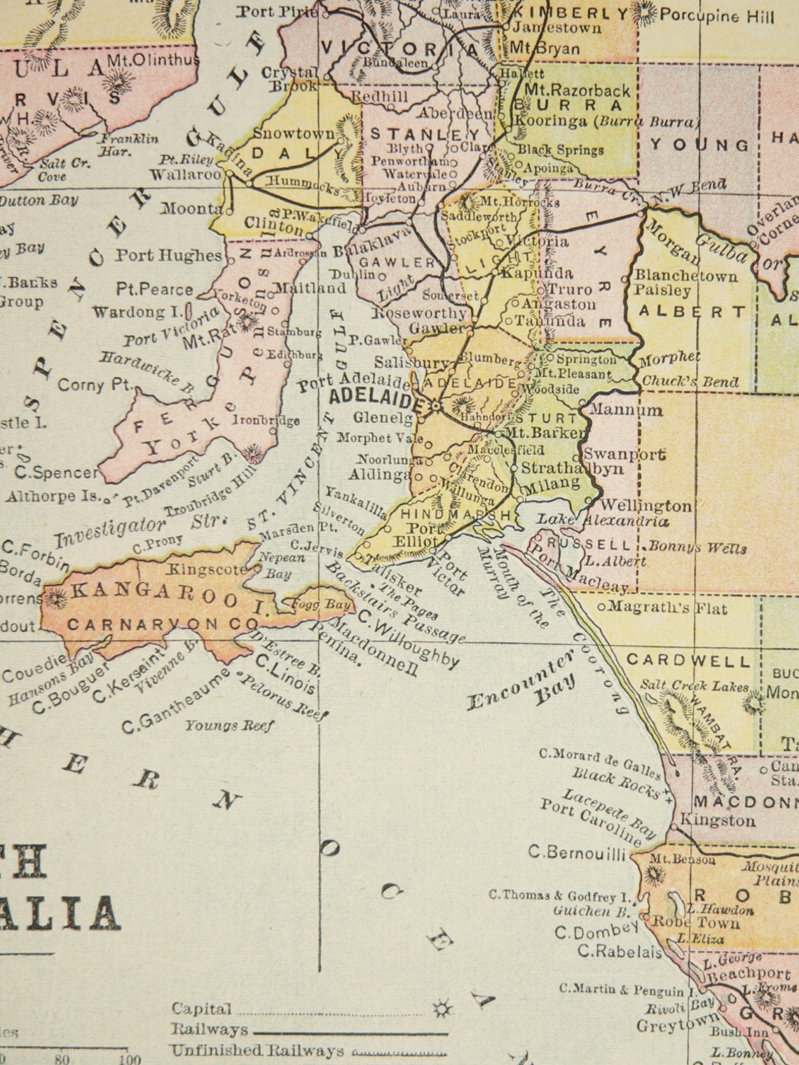 Queensland Australia Map, South Australia Map 1896 Vintage Map ...