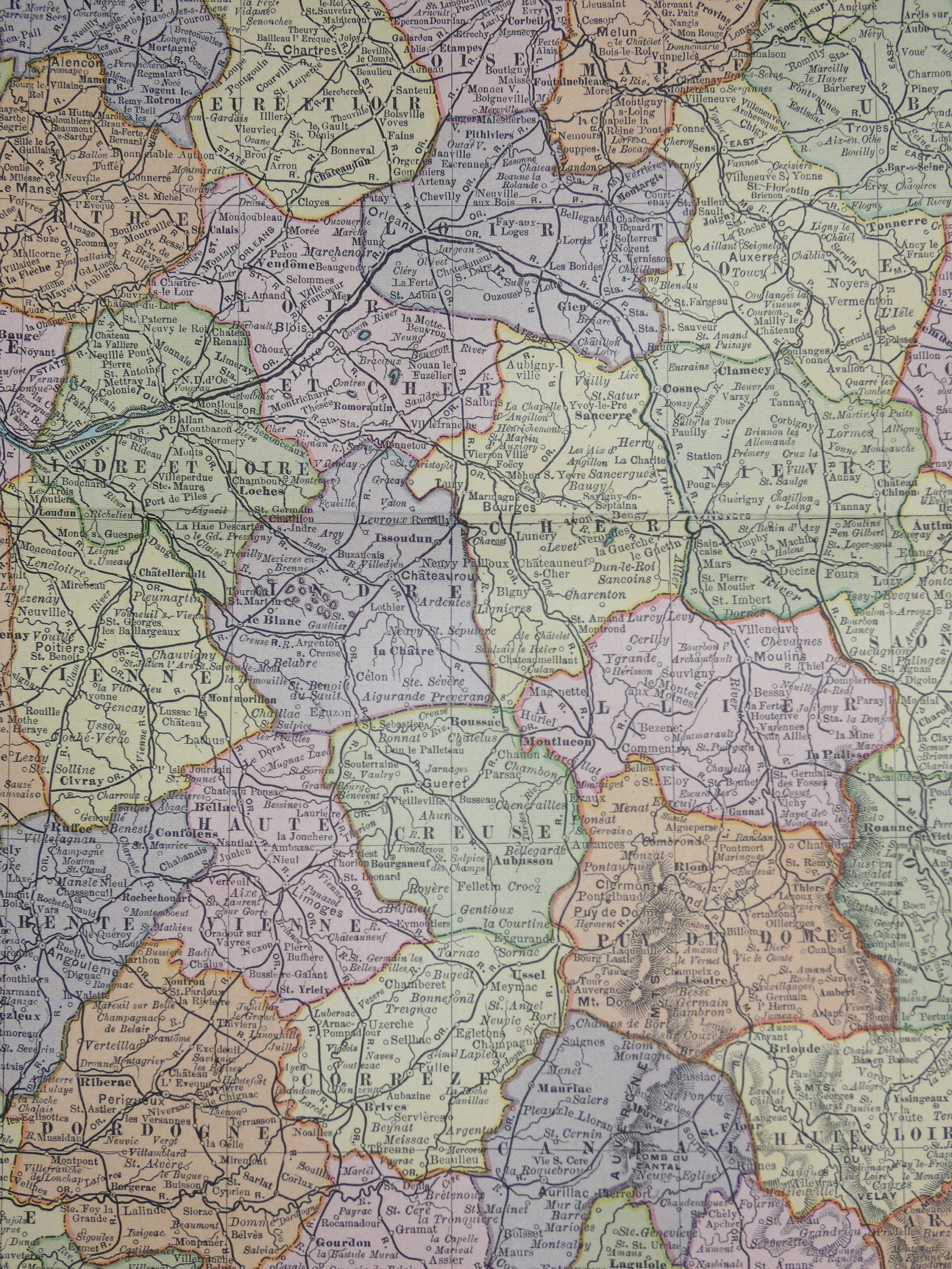 1892 Large Map of France, Original Antique Rand Mcnally France Map ...