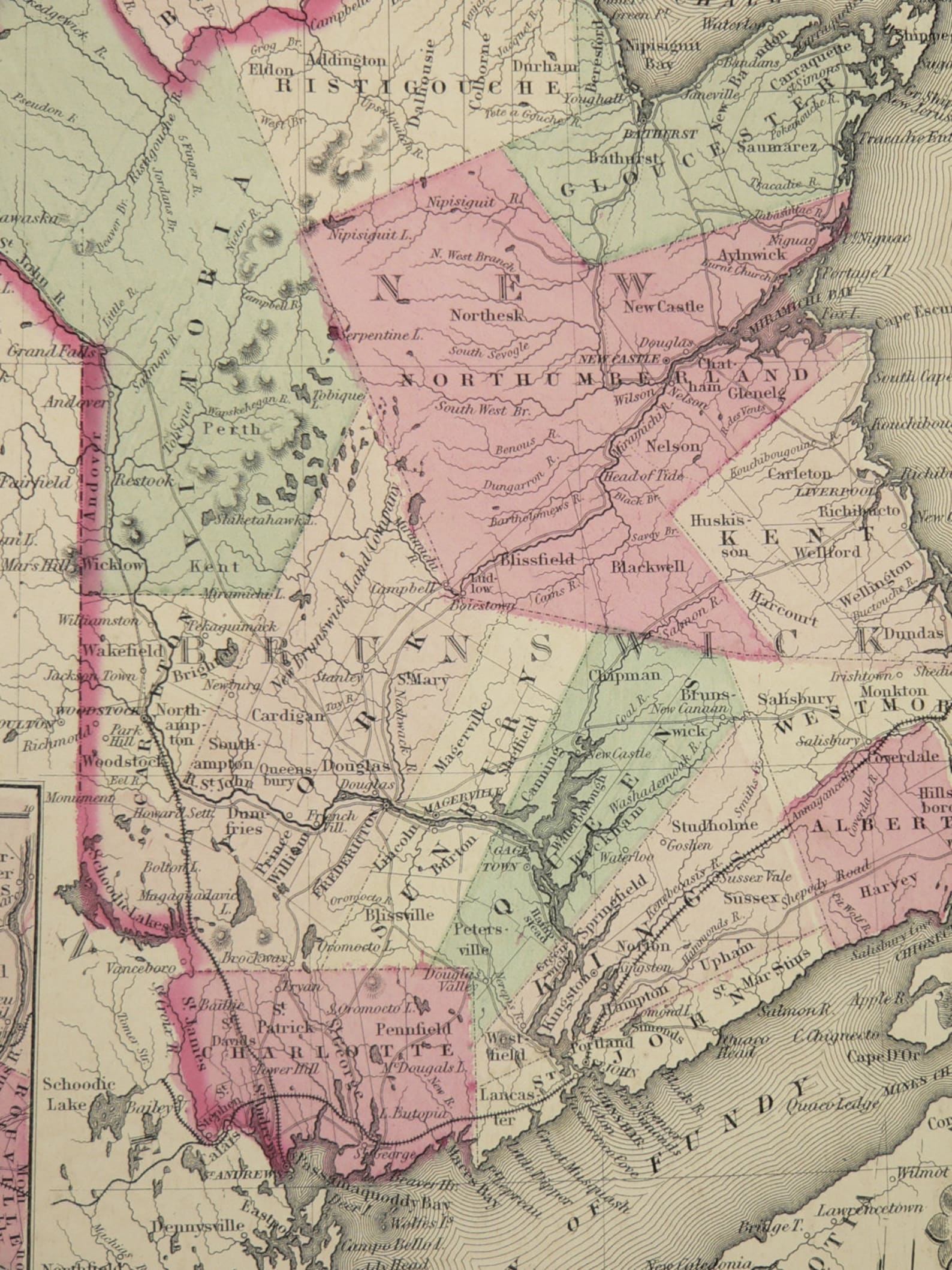 1862 Johnson Map of Ontario and Quebec Canada, Original Vintage Map ...