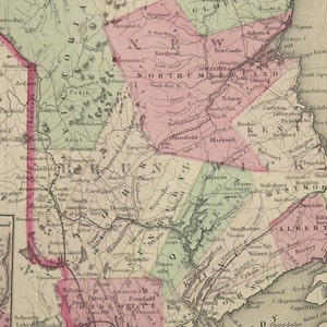 1862 Johnson Map of Ontario and Quebec Canada, Original Vintage Map ...