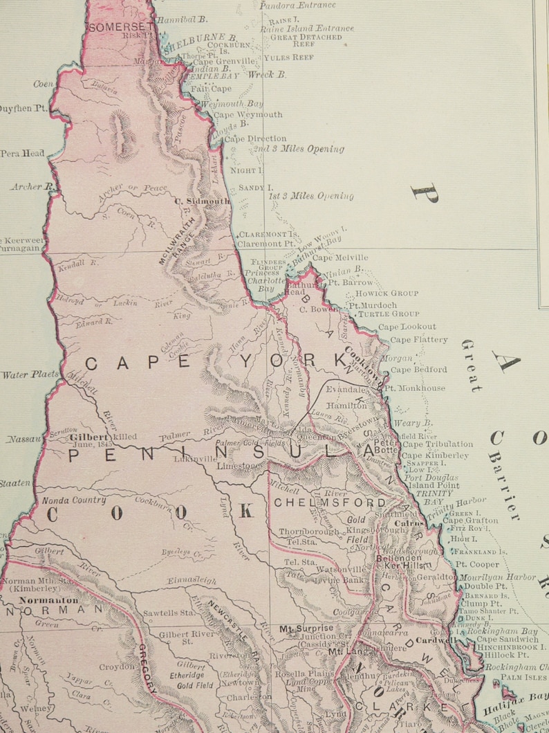 Large Vintage Map of Australia 1901 Antique Australia Map | Etsy